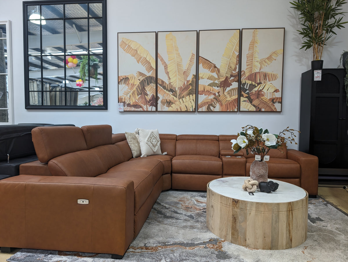 LUGANO Corner Leather Lounge - Chesnut – SEL f LESS
